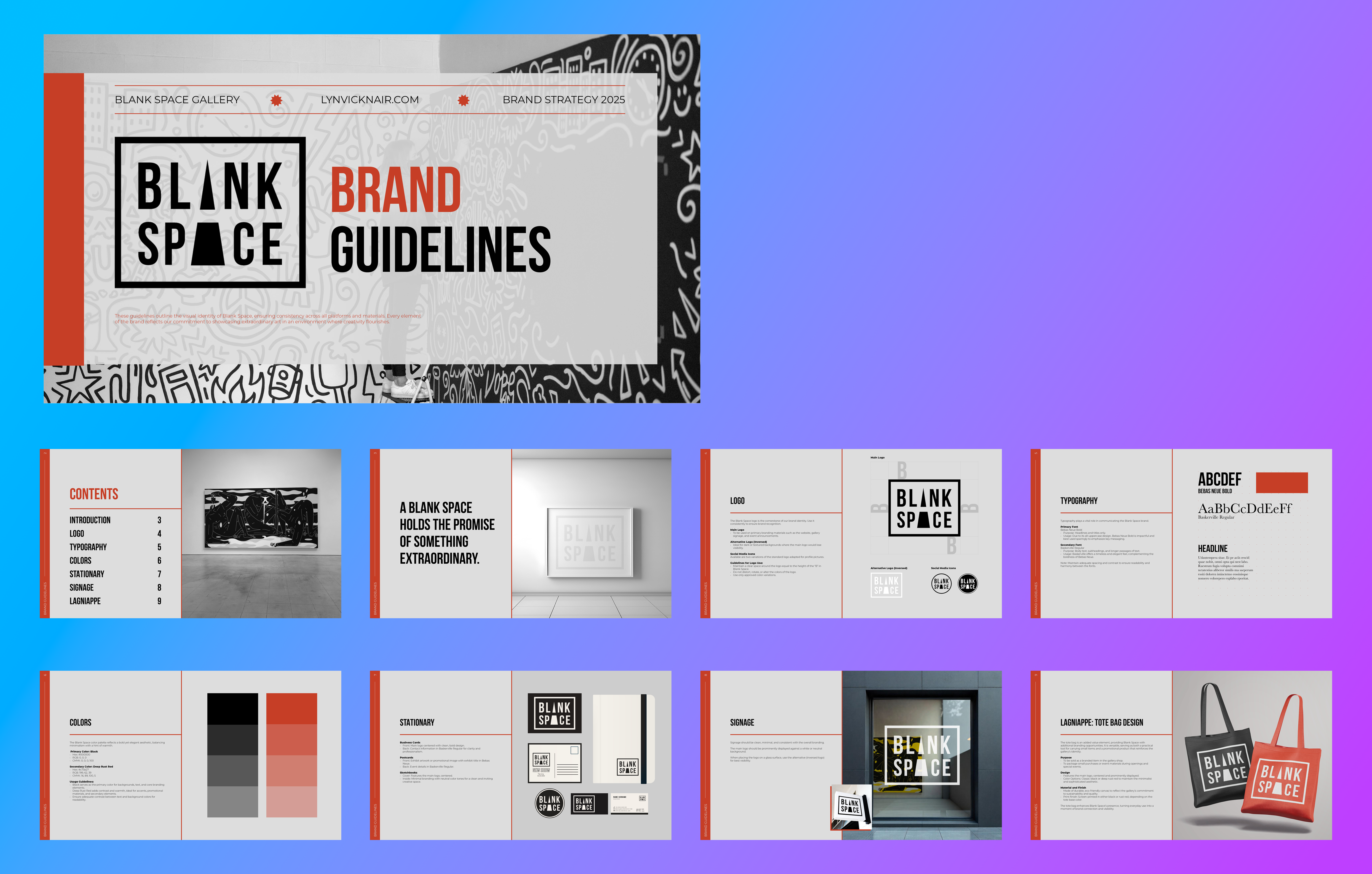Branding & Guidelines for Blank Space Art Gallery – Lyn Vicknair